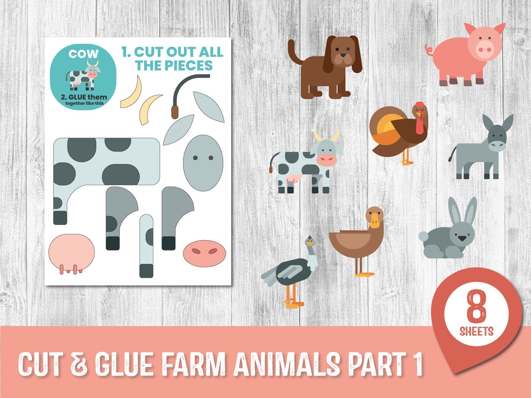 Farm Animals Cut and Paste Activities, Arrange Animal Body, Cut and ...