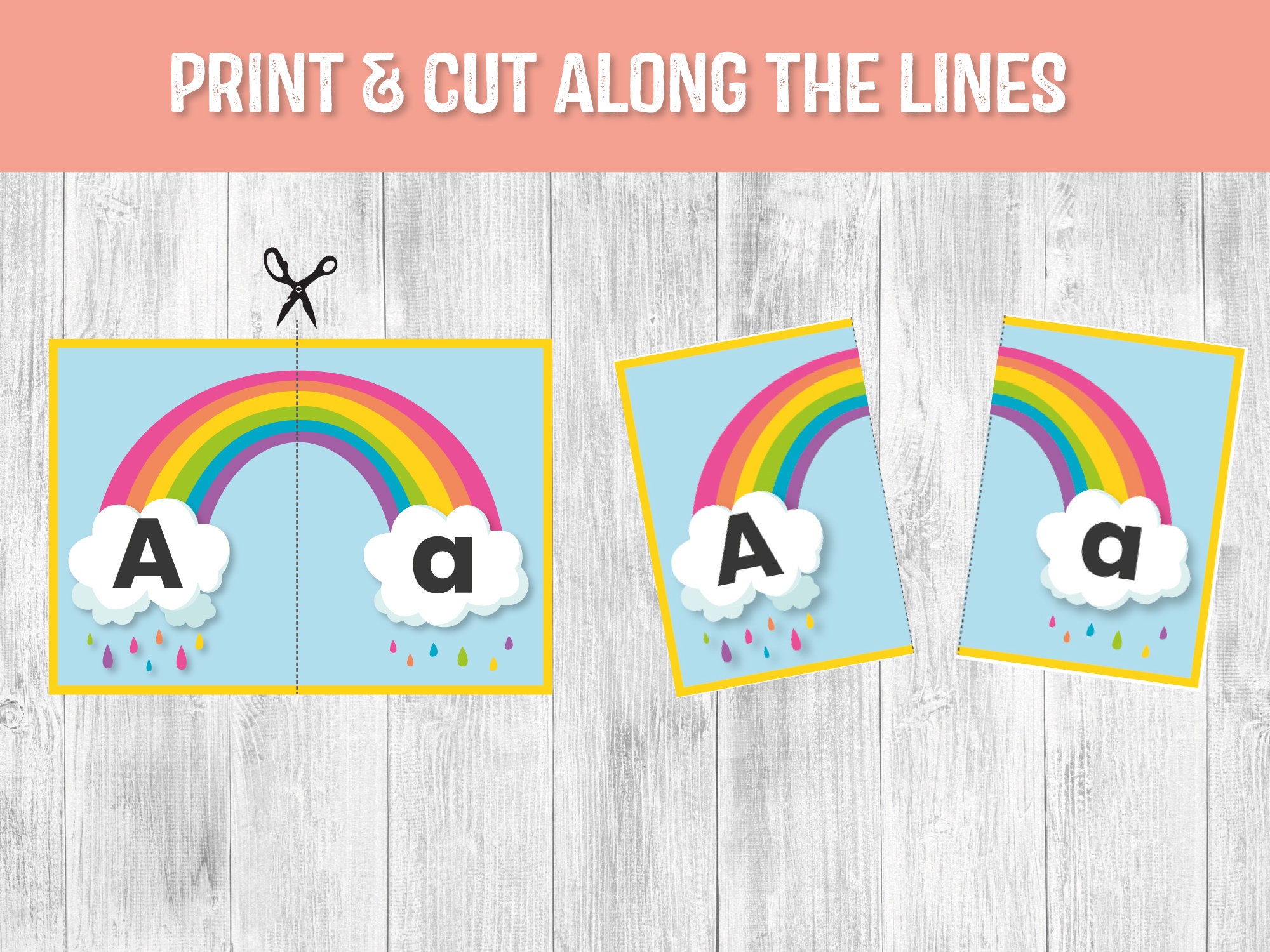 Rainbow Letter Matching Game, ABC Puzzles, Preschool, Kindergarten ...