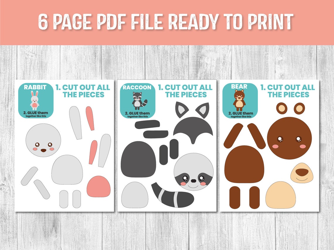 Wild Animals Cut and Paste Activities, Arrange Animal Body, Cut and ...