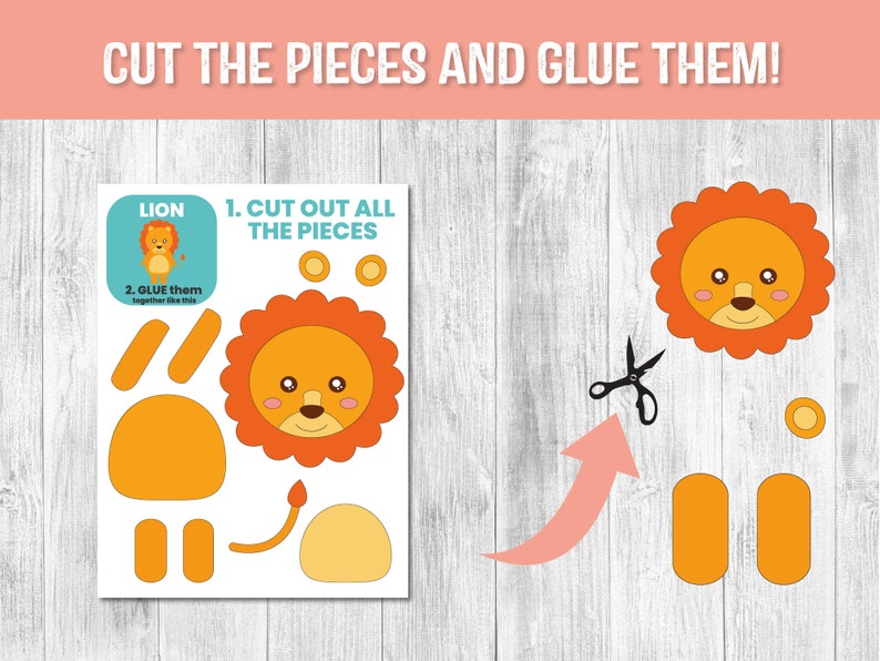 Wild Animals Cut and Paste Activities, Arrange Animal Body, Cut and ...