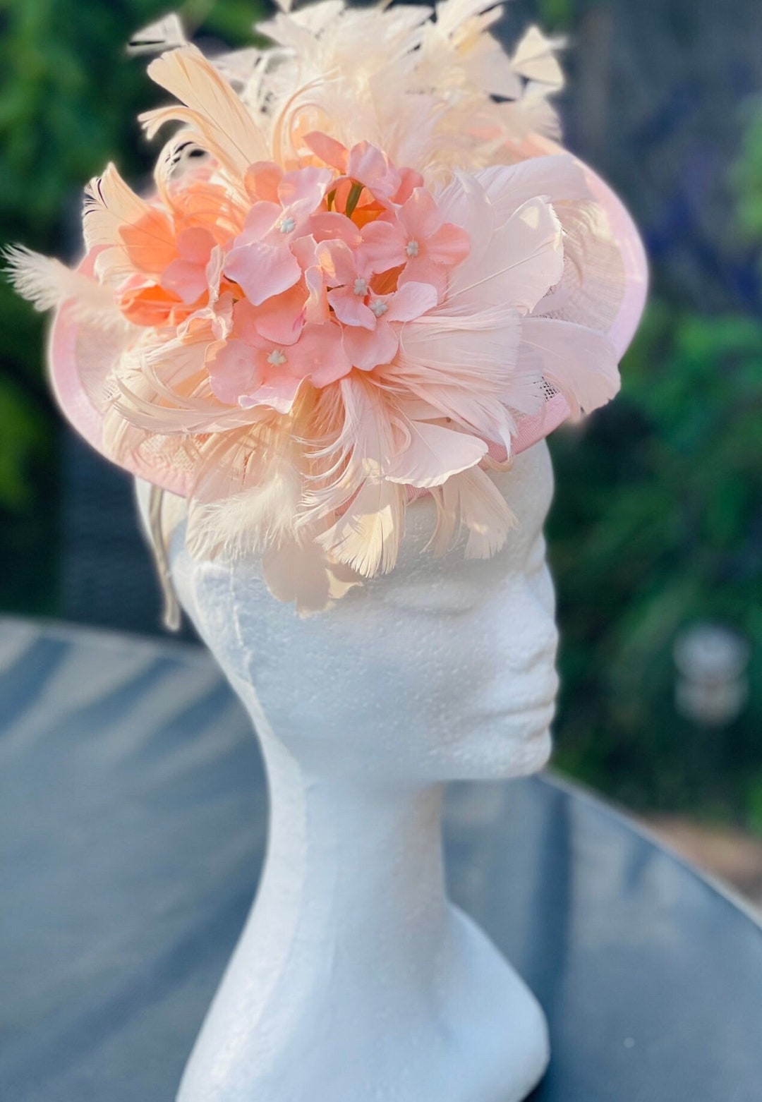 Fascinator Champagne Pink & Coral Headpiece - Etsy