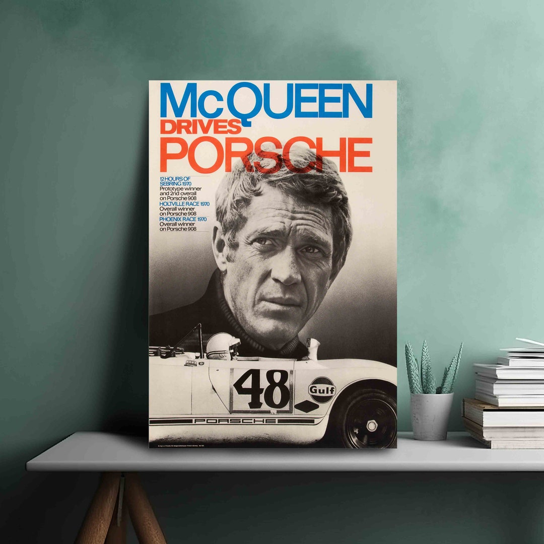 Steve Mcqueen Race Car Modern Racing Track Art Poster Print - Etsy