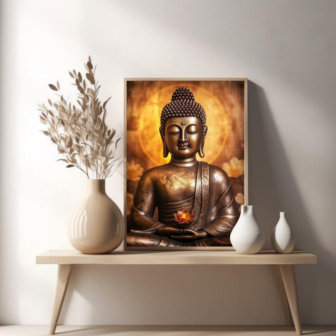 Beautiful Peaceful Buddha Status Art Print Canvas Modern Wall Art Best ...