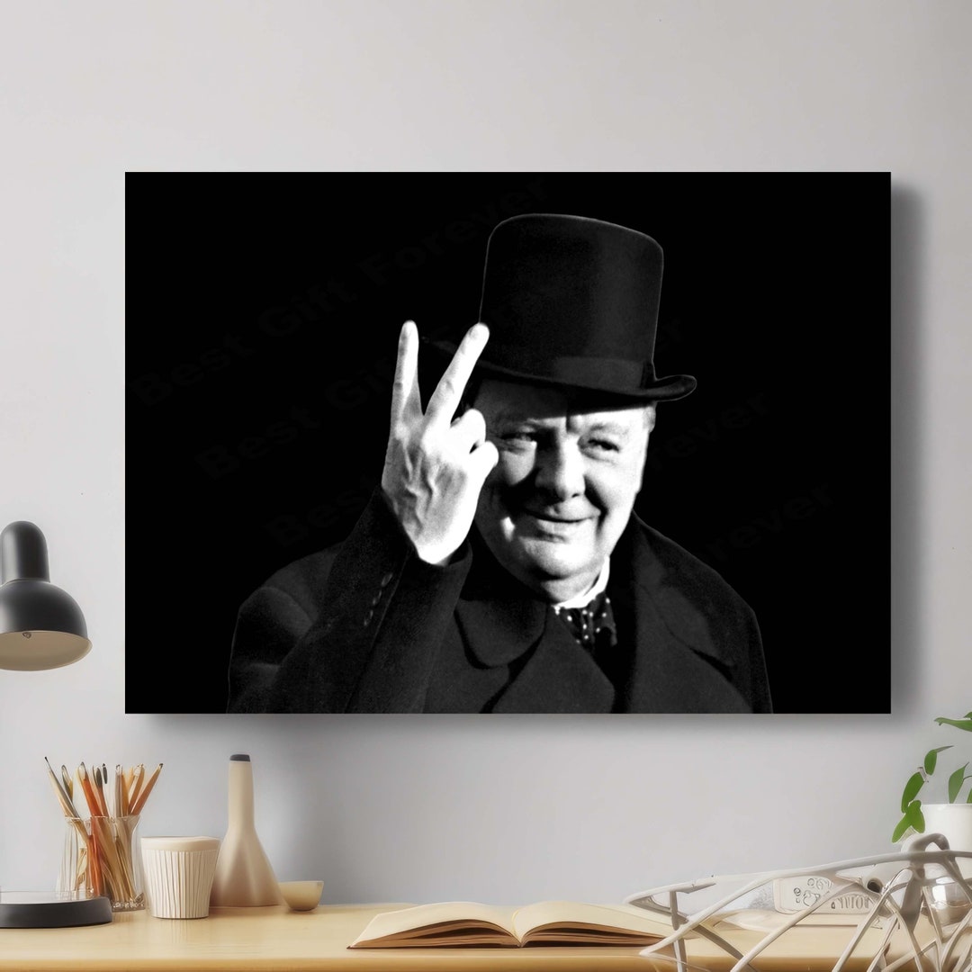 Winston Churchill 'V for Victory' WWII Poster Print - Etsy