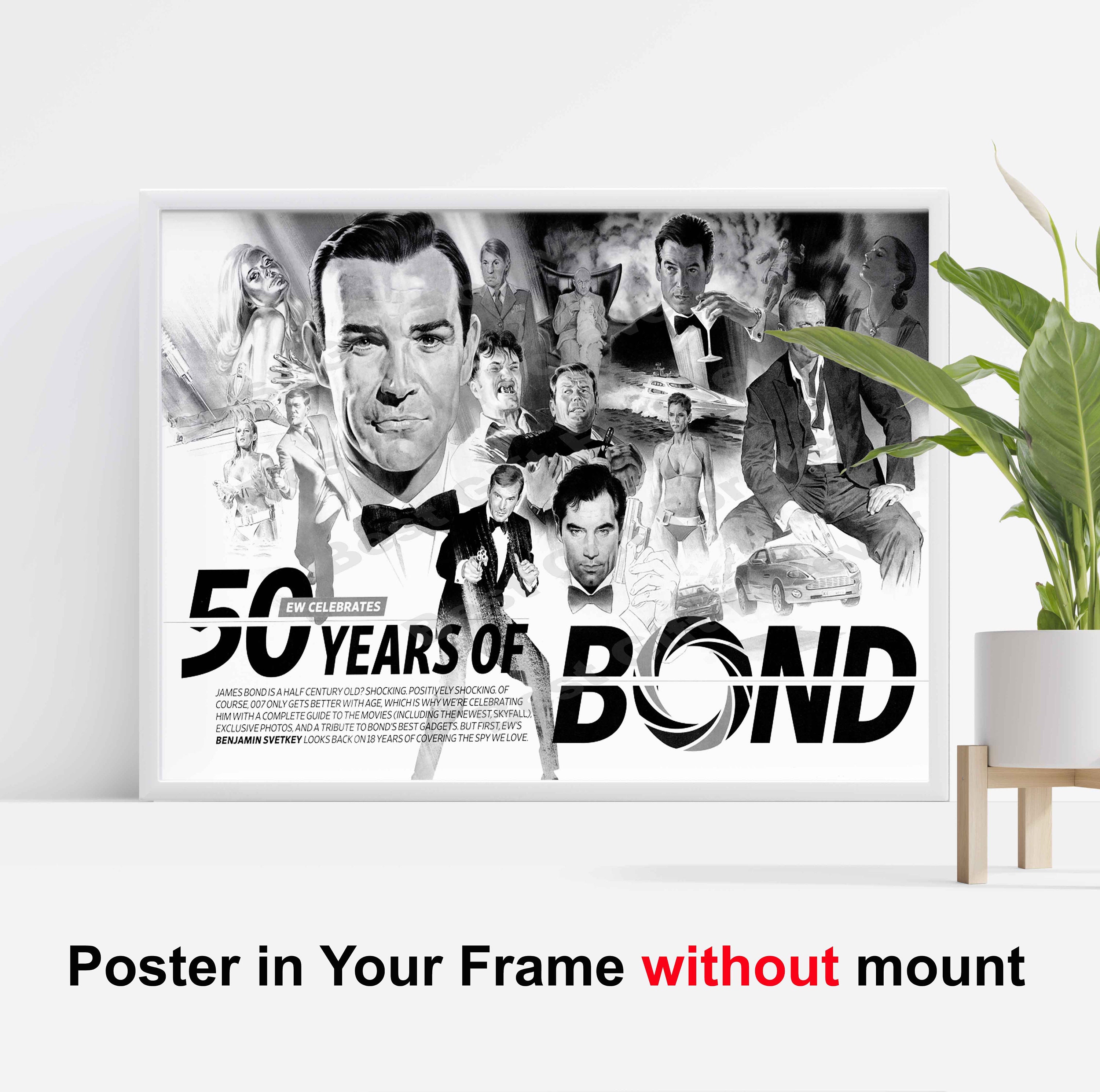 James Bond 50 Years Movie Poster Print: Sean Connery, Roger Moore ...