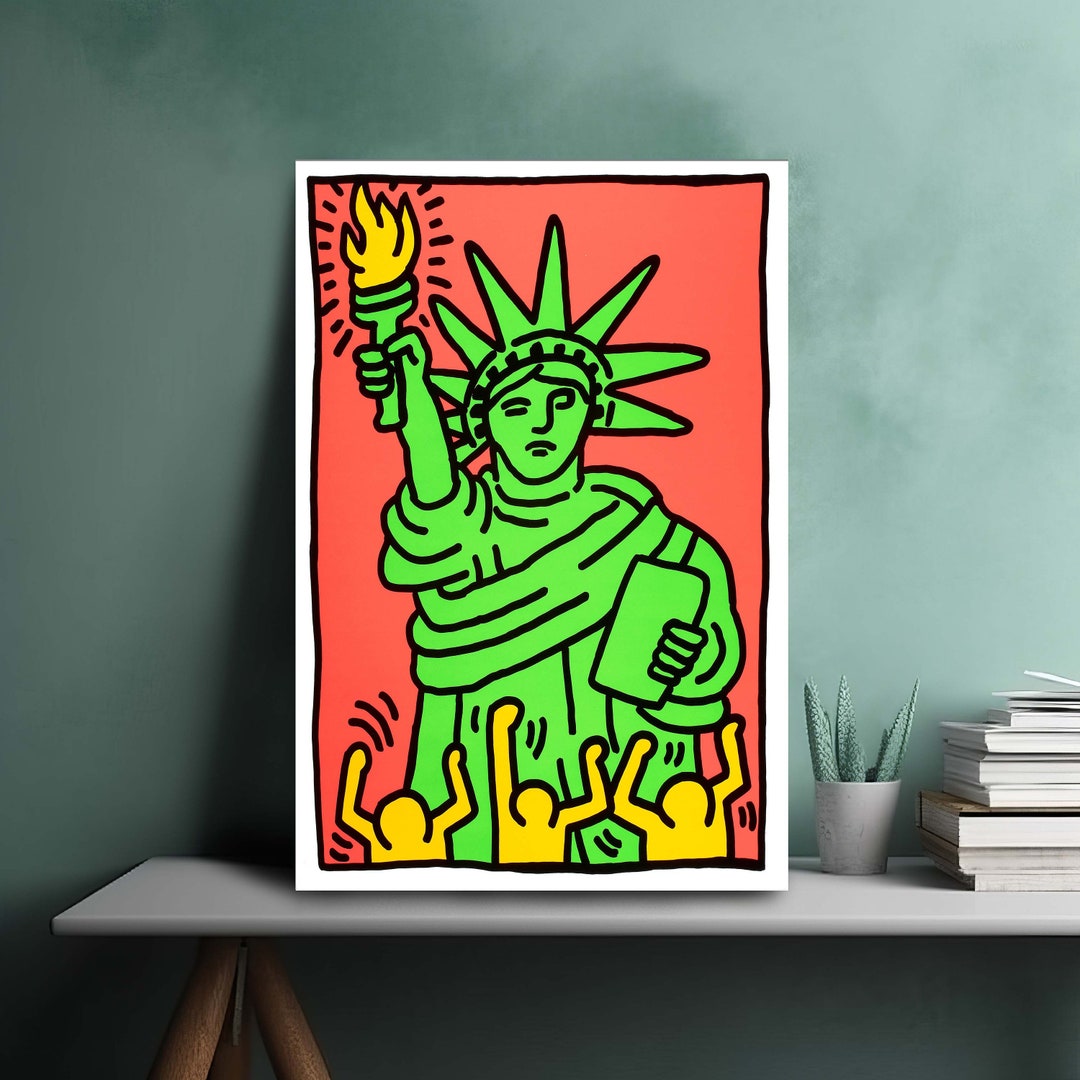 Statue of Liberty Pop Art Print: Keith Haring Poster , Modern Wall ...