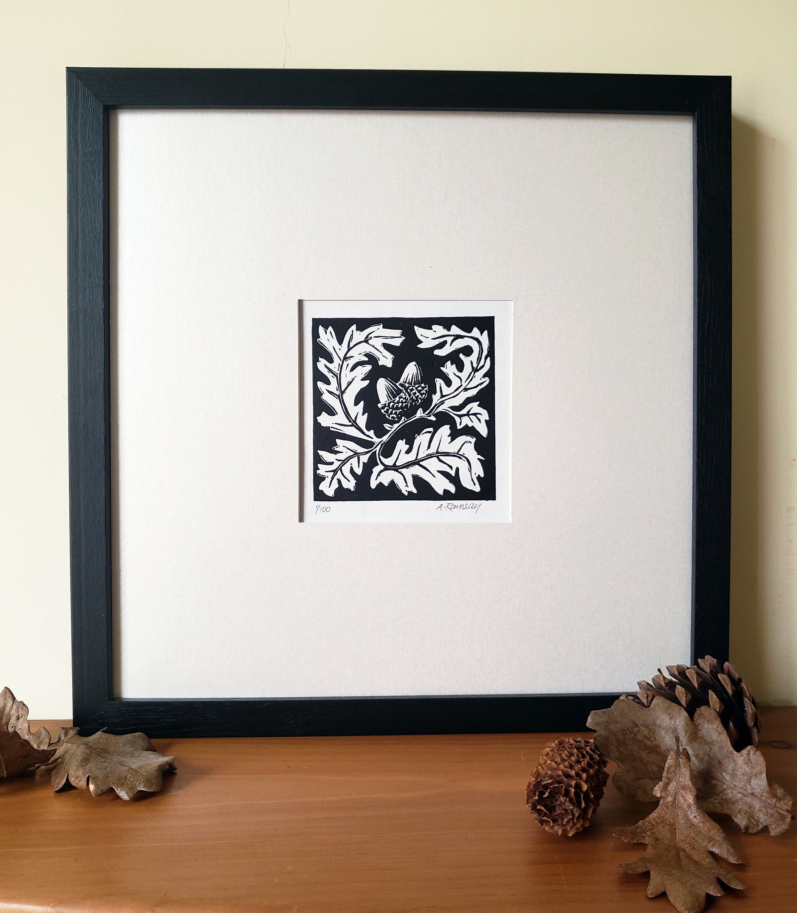 Oak Leaf Lino Print, Acorn Print, Leaf Print, Lino Print, Relief Print ...