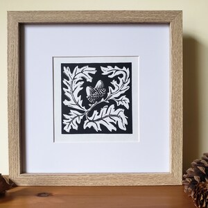 Oak Leaf Lino Print, Acorn Print, Leaf Print, Lino Print, Relief Print ...