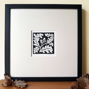 Oak Leaf Lino Print, Acorn Print, Leaf Print, Lino Print, Relief Print ...