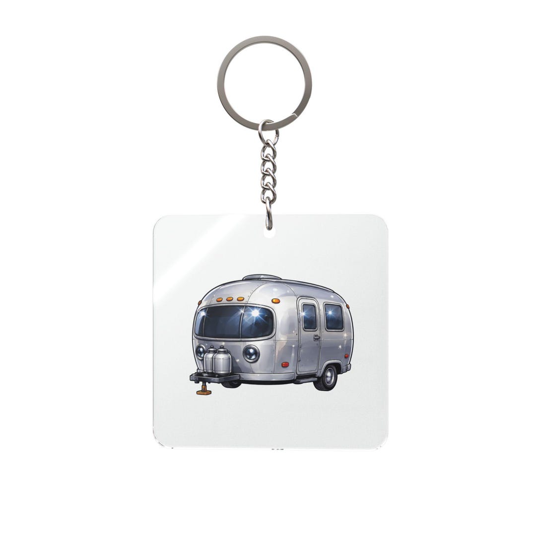 Airstream Style Camper Square Keychain | Retro Trailer Keychain - Etsy