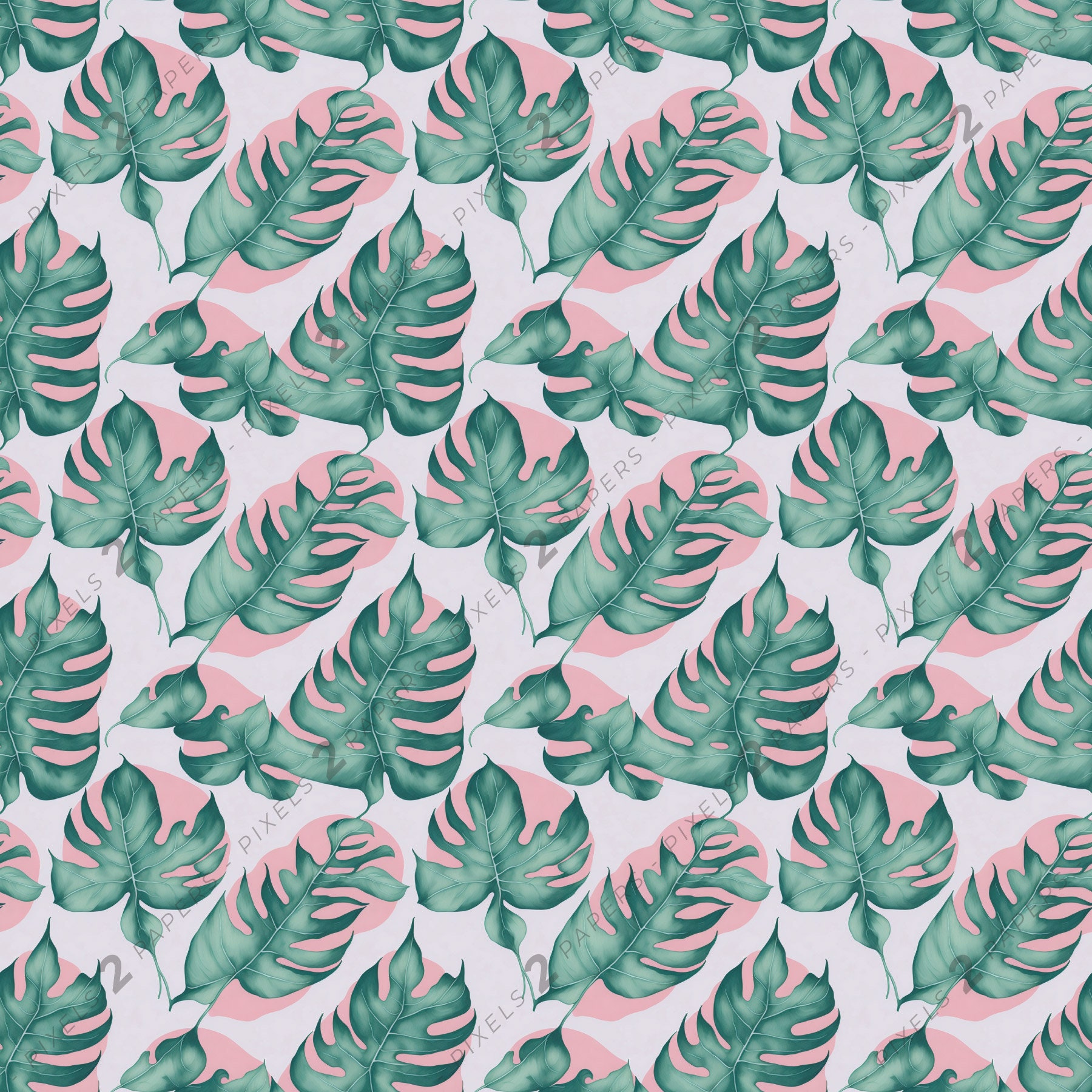 Monstera Leaves, Seamless Digital Papers, Monstera Patterns, Scrapbook ...