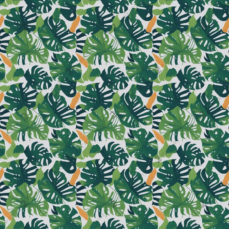 Monstera Leaves, Seamless Digital Papers, Monstera Patterns, Scrapbook ...