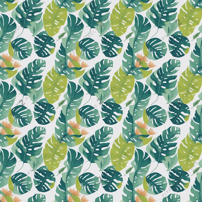 Monstera Leaves, Seamless Digital Papers, Monstera Patterns, Scrapbook ...
