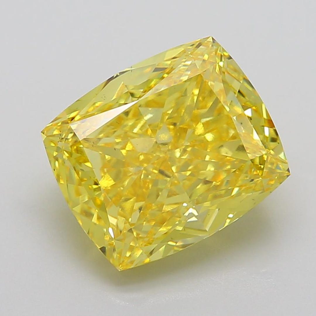 9.28ct Cushion Cut Fancy Vivid Yellow Lab Diamond, VS1, IGI Certified ...