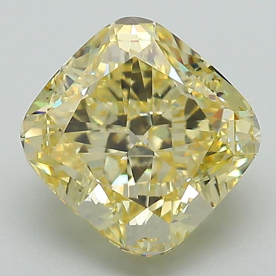 3.36ct Fancy Intense Yellow Lab-grown Diamond: VS1 Square Cushion Cut ...