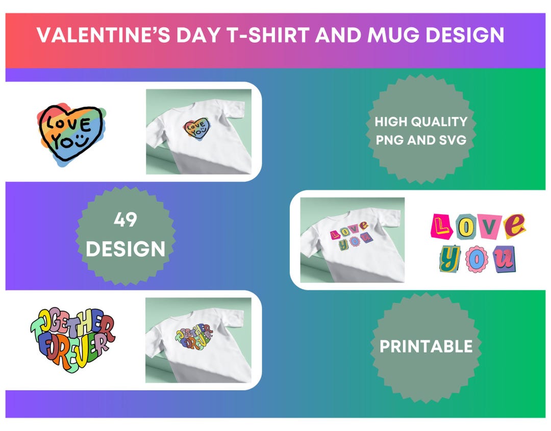 Valentine's Day SVG and PNG Design Bundle | Romantic Mug and T-shirt ...