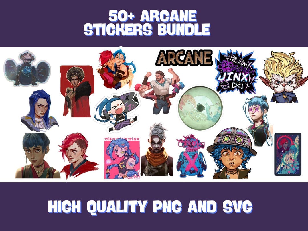 Arcane Sticker Bundle | 50+ Digital PNG & SVG Files | Jinx, Vi, Caitlyn ...