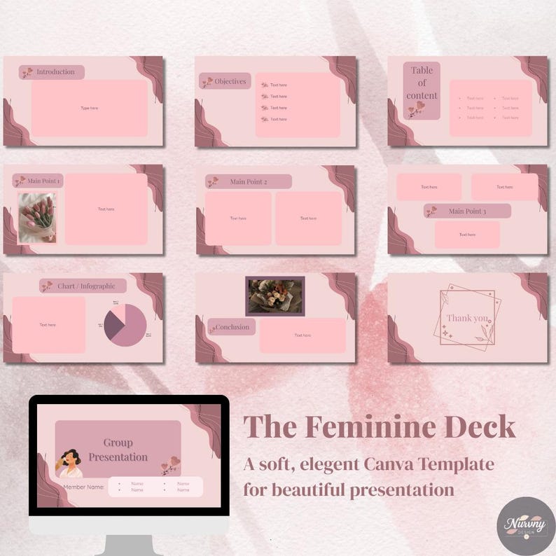 Feminine Canva Presentation Template: Minimalist Soft Style (10 ...