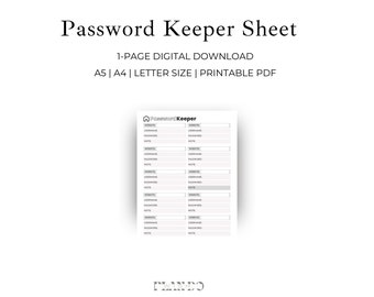 A4 US Letter Password Tracker Printable Fillable. - Etsy