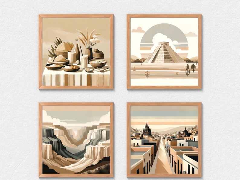 Boho Mexico Art Set of 8 printable Wall Decor Cultural Landscapes ...