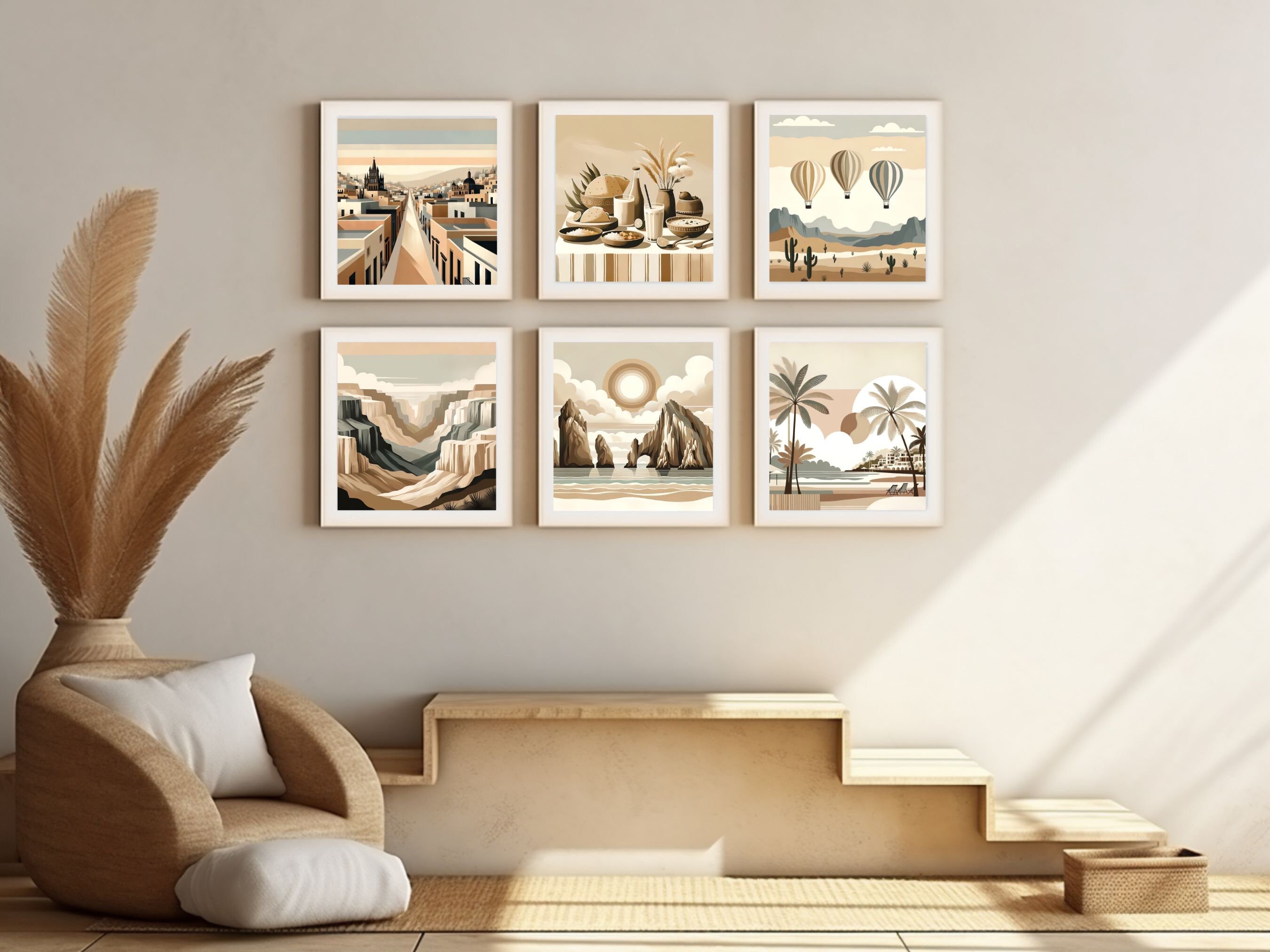 Boho Mexico Art Set of 8 printable Wall Decor Cultural Landscapes ...