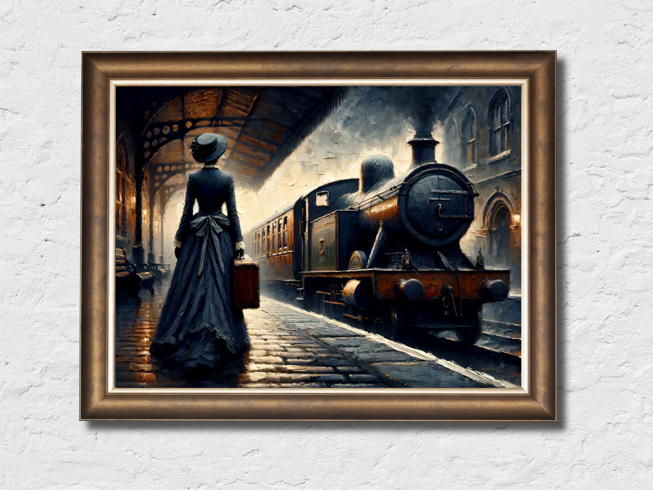 Dark Academia Moody Painting of Traveling Victorian Woman Painting ...