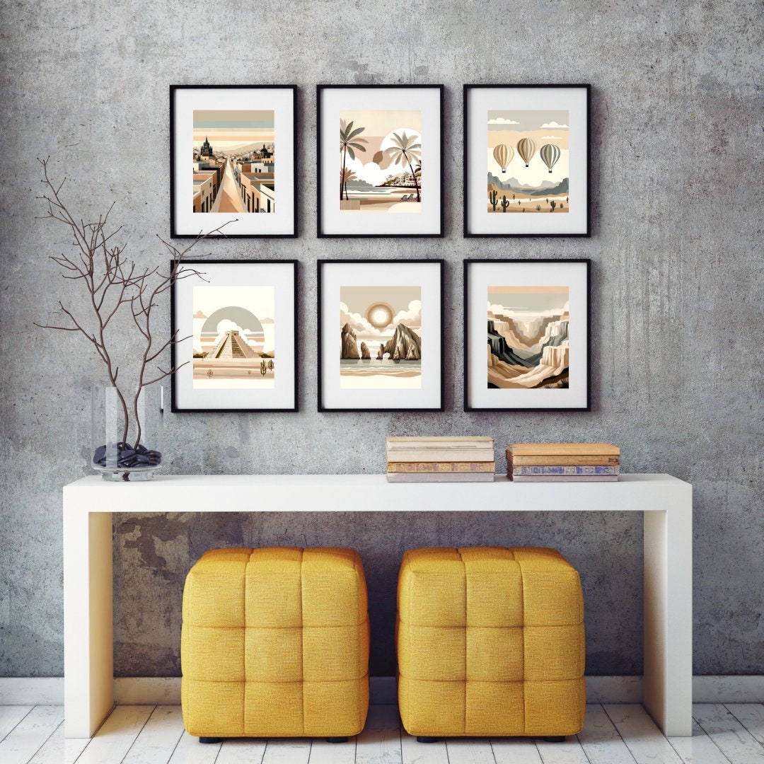Boho Mexico Art Set of 8 printable Wall Decor Cultural Landscapes ...