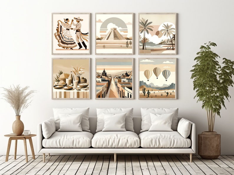 Boho Mexico Art Set of 8 printable Wall Decor Cultural Landscapes ...