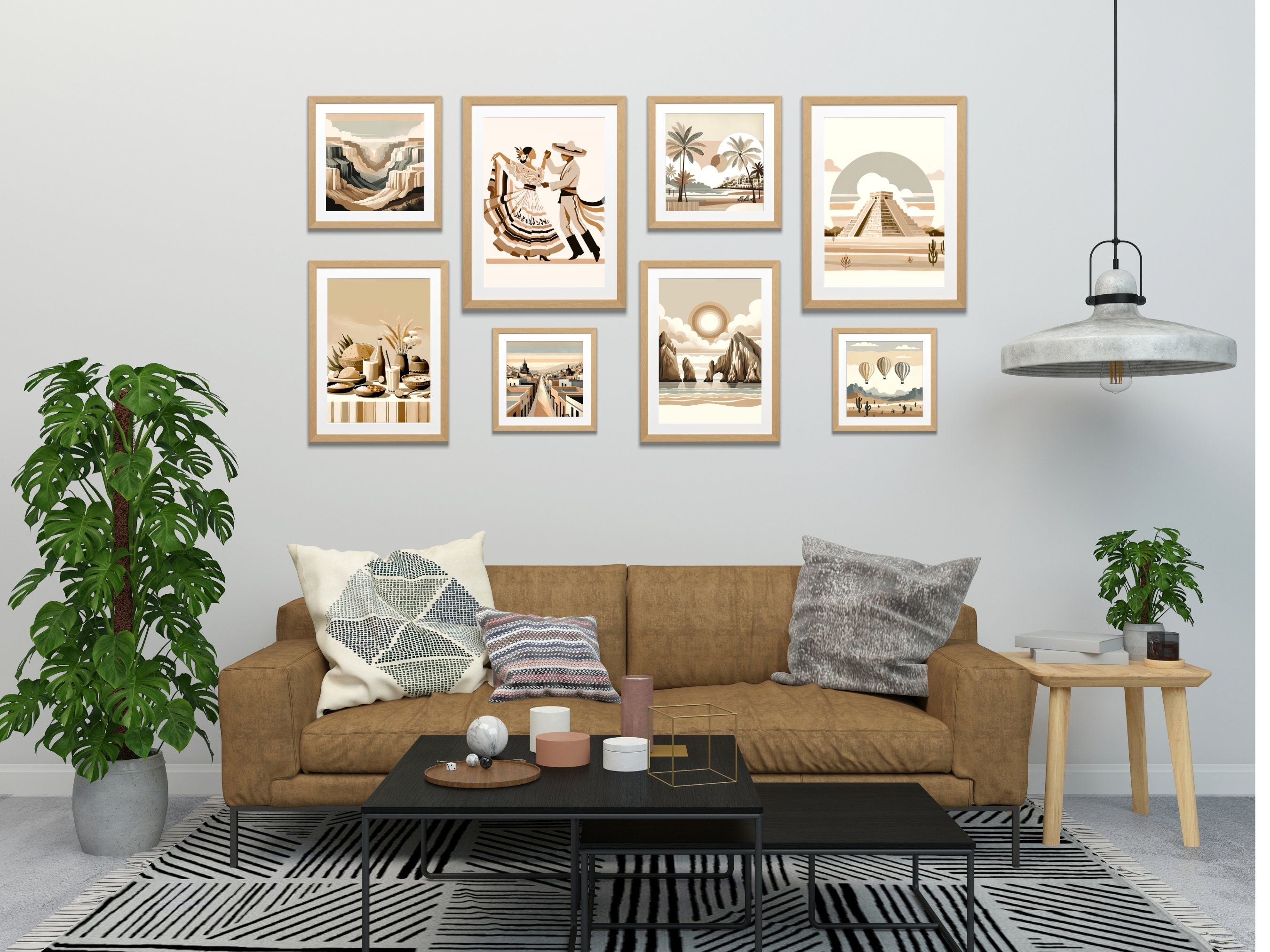 Boho Mexico Art Set of 8 printable Wall Decor Cultural Landscapes ...
