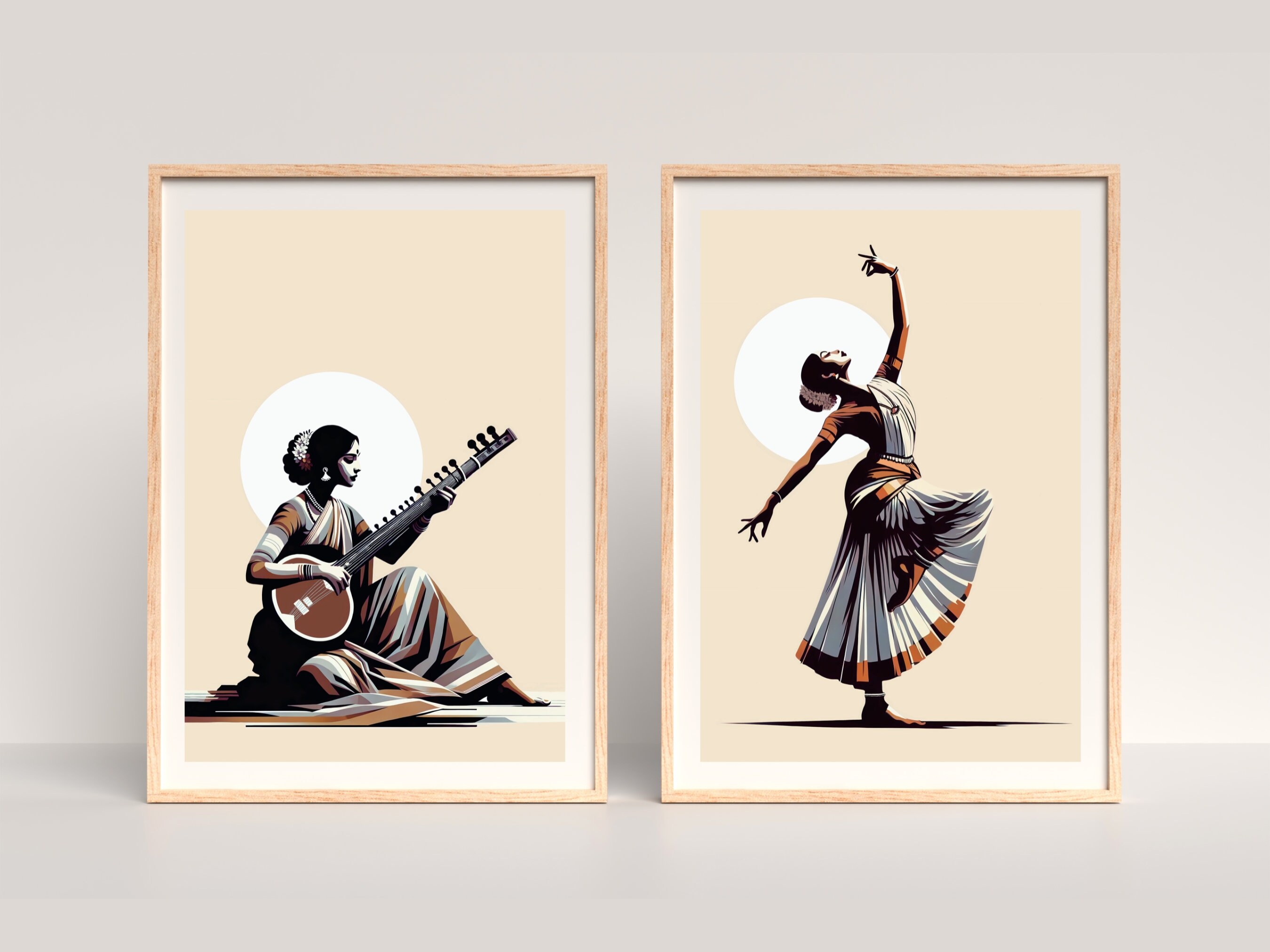 Boho India Wall Art Set of 2 Indian Art Boho Indian Classical Dancer ...