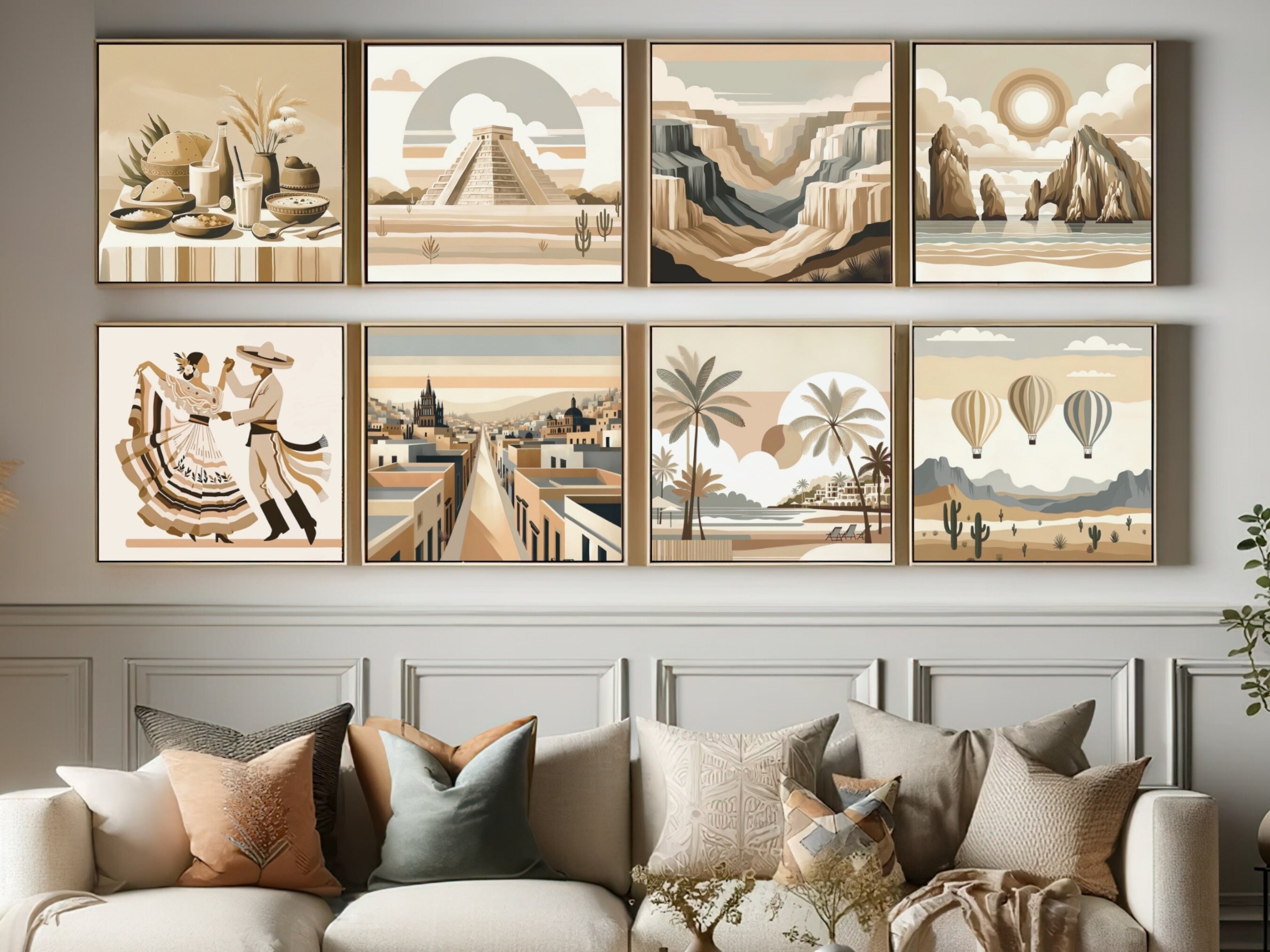 Boho Mexico Art Set of 8 printable Wall Decor Cultural Landscapes ...