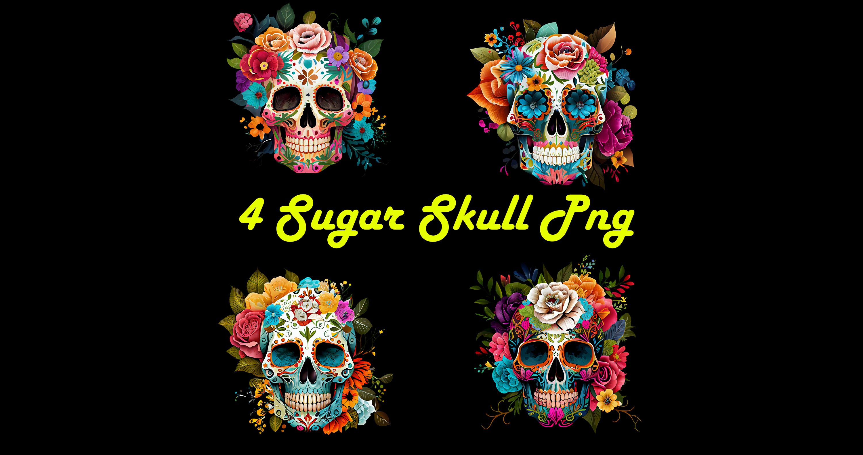 Sugar Skull Colorful Skulls Sublimation Cricut File Png Skulls Sugar