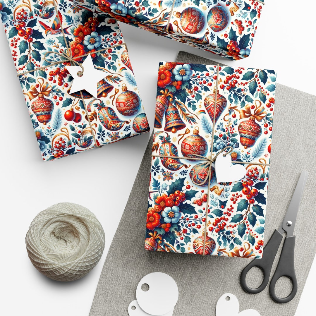 Ukrainian Heritage Festive Gift Wrap: Petrykivka Holiday Design - Etsy