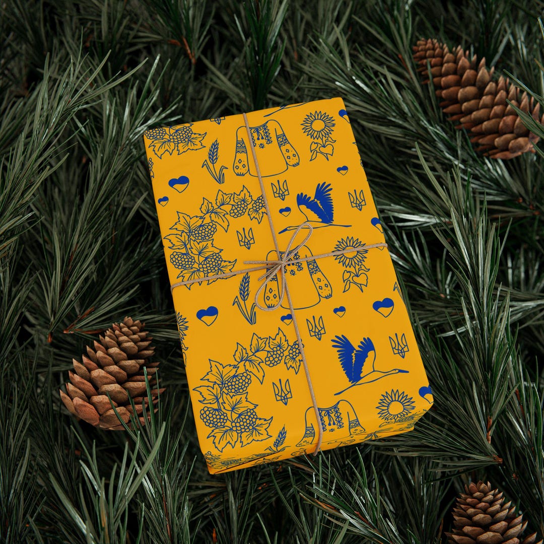 Yellow and Blue Ukrainian Wrapping Paper | Folk Design | Patriotic Gift ...