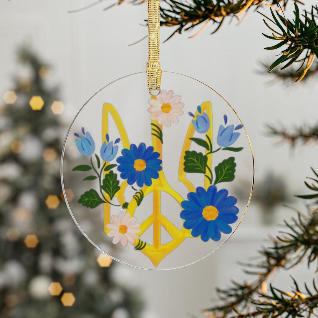 Ukrainian Christmas Ornament Folk Art-inspired Golden Trident Acrylic ...