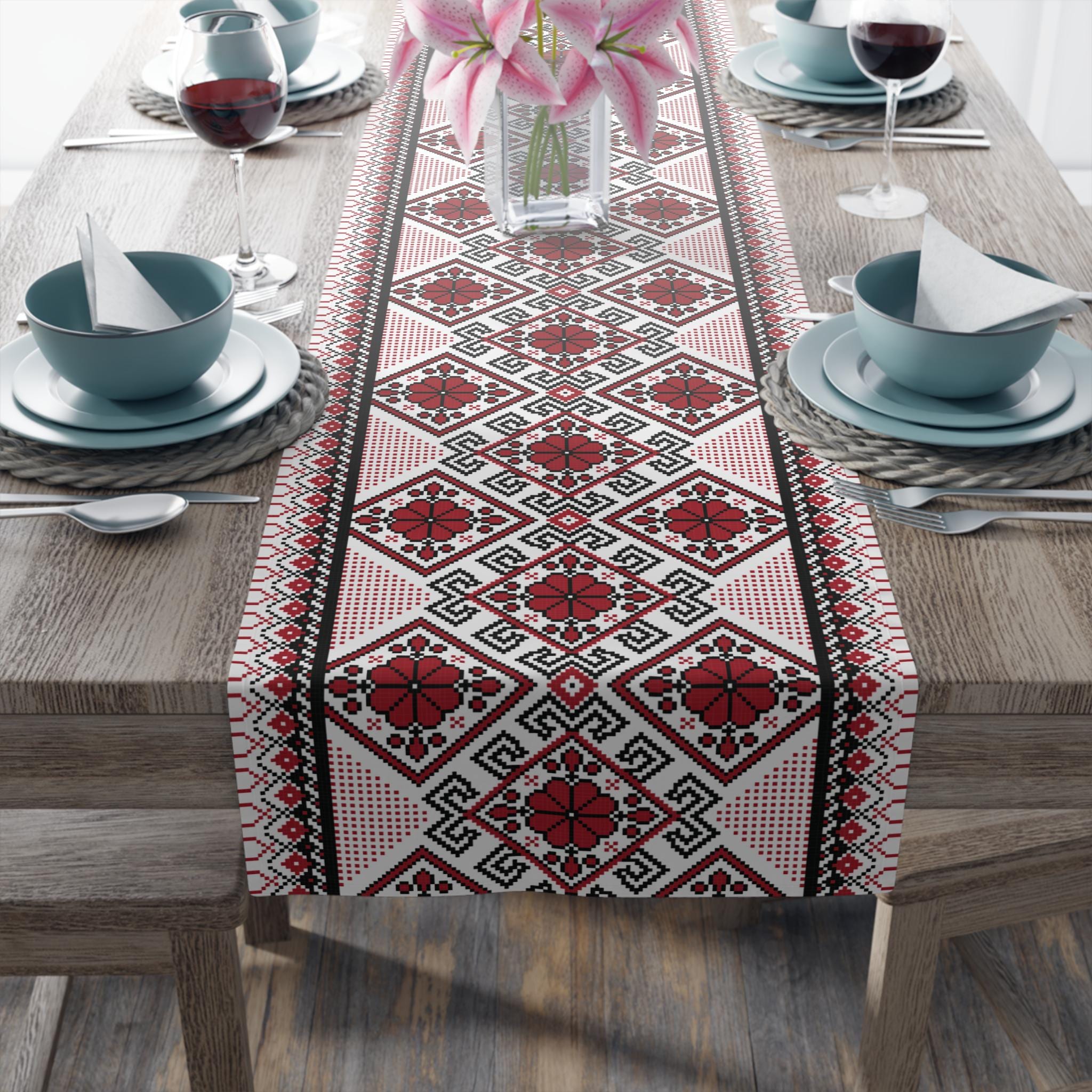 Ukrainian Vyshyvanka Pattern Table Runner | Cotton or Polyester - Etsy