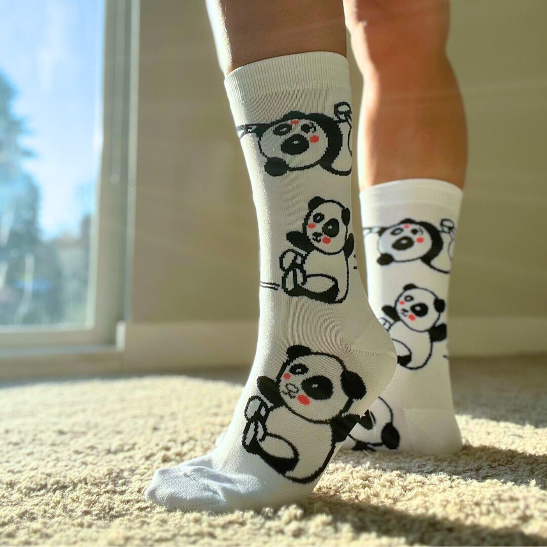Panda Socks, Black and White Panda Socks, Panda Dunks Socks, Cozy Panda ...