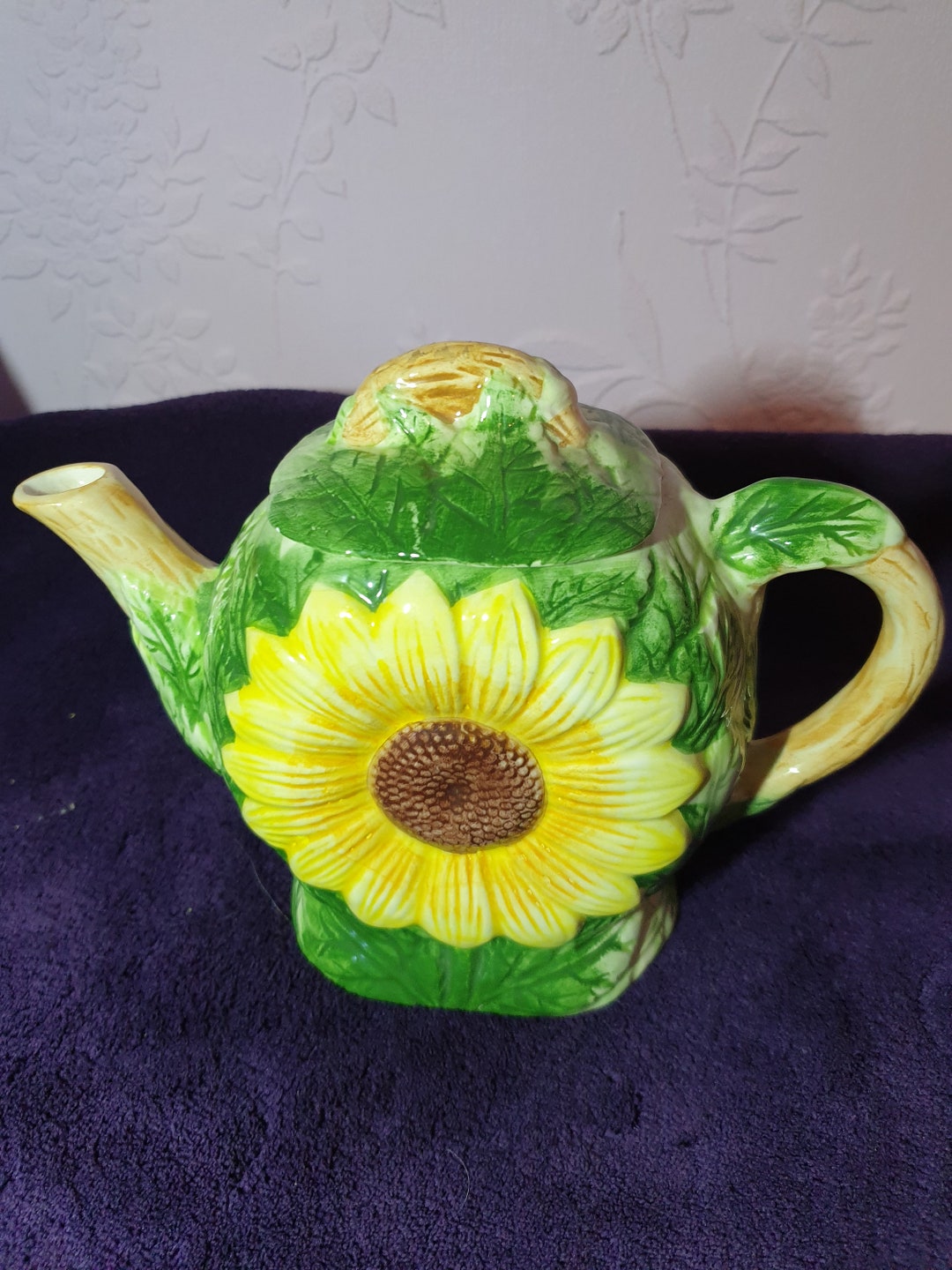 Vintage Sunflower Teapot - Etsy