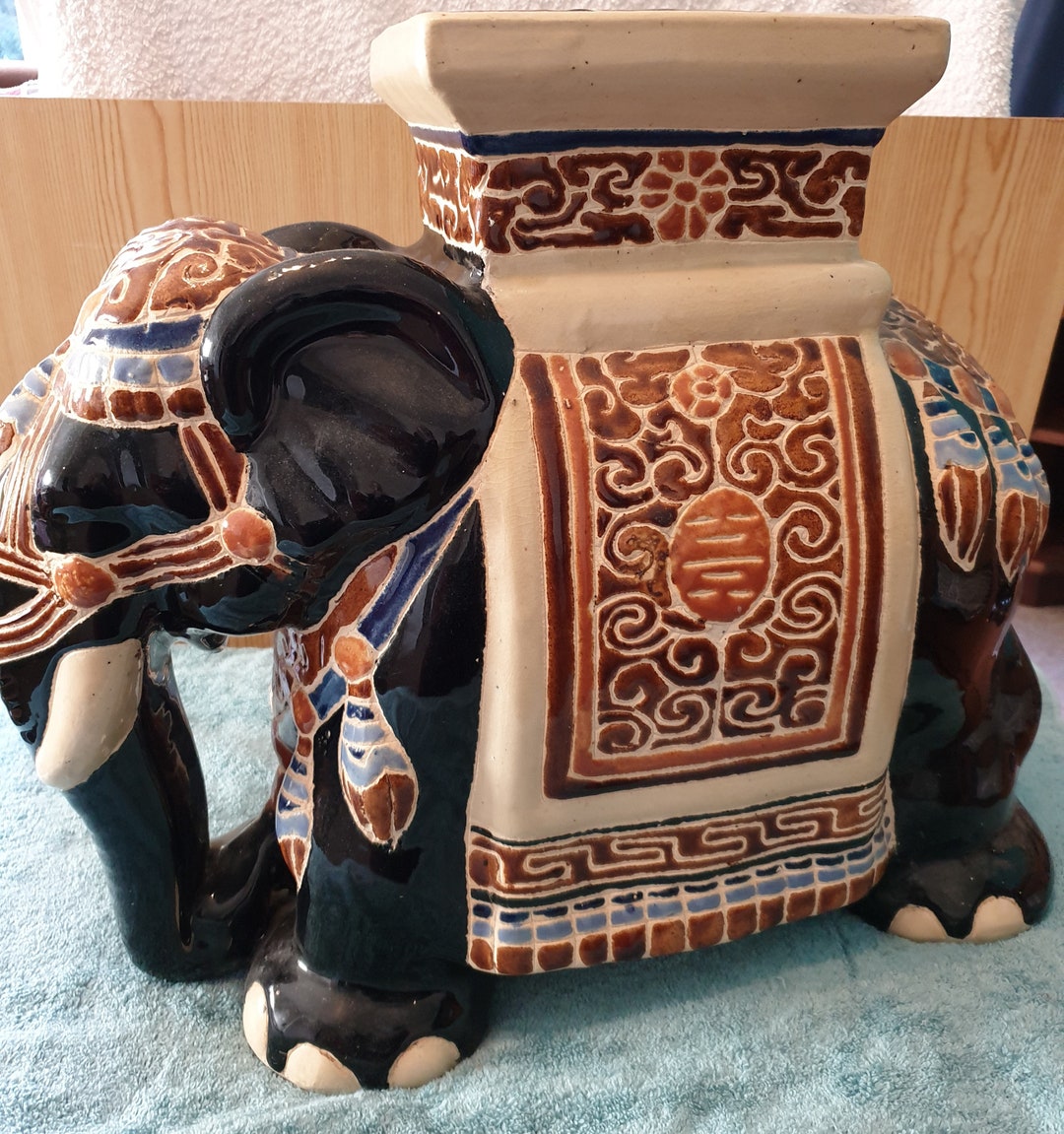 Vintage Ceramic Elephant Plant Stand - Etsy