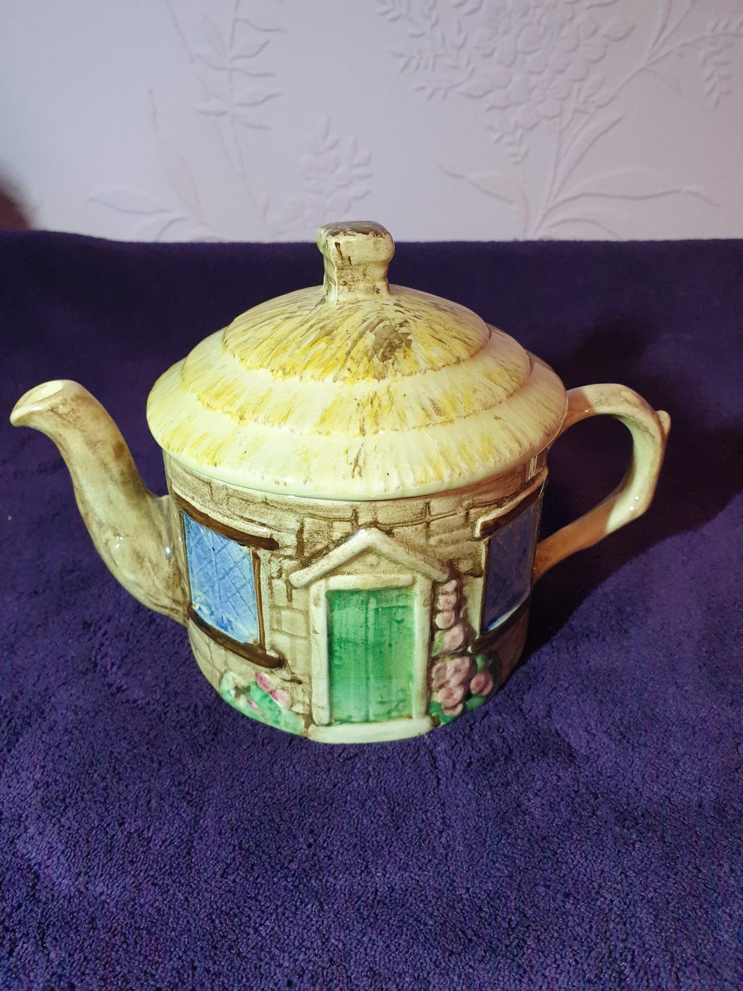 Rare Vintage Staffordshire 'croft' Hand Painted Teapot - Etsy