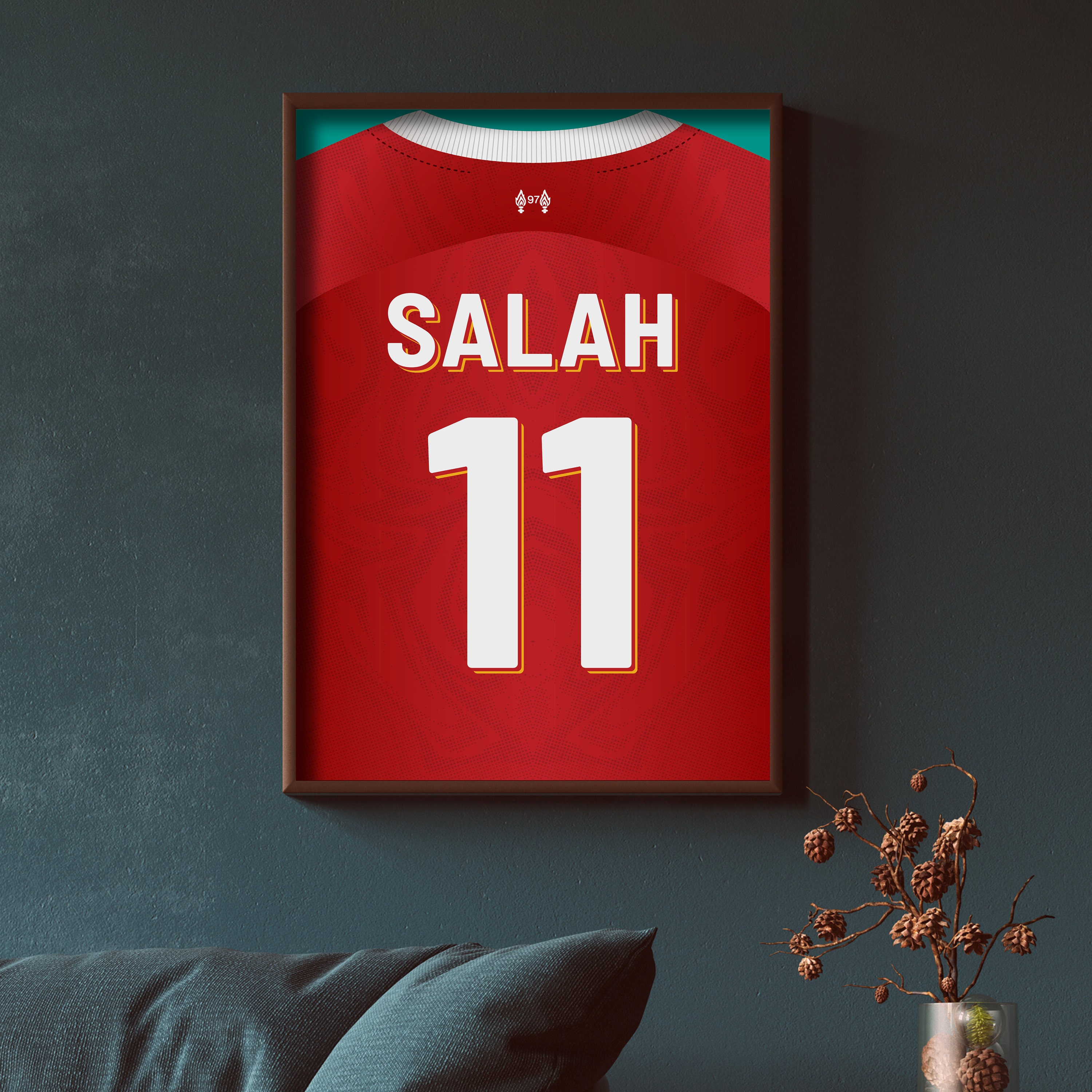 Mohamed Salah Football Shirt Poster Liverpool FC 2023-24 Home Jersey ...