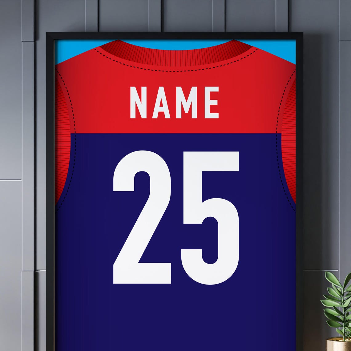 Custom Melbourne (demons) AFL Guernsey Wall Art, Personalised AFL ...