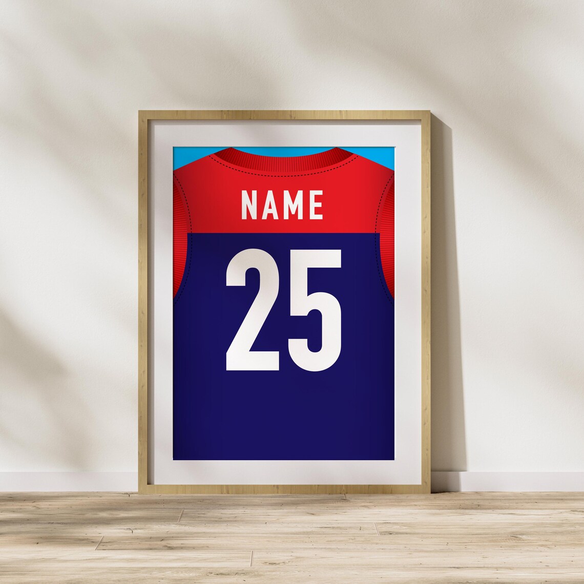 Custom Melbourne (demons) AFL Guernsey Wall Art, Personalised AFL ...