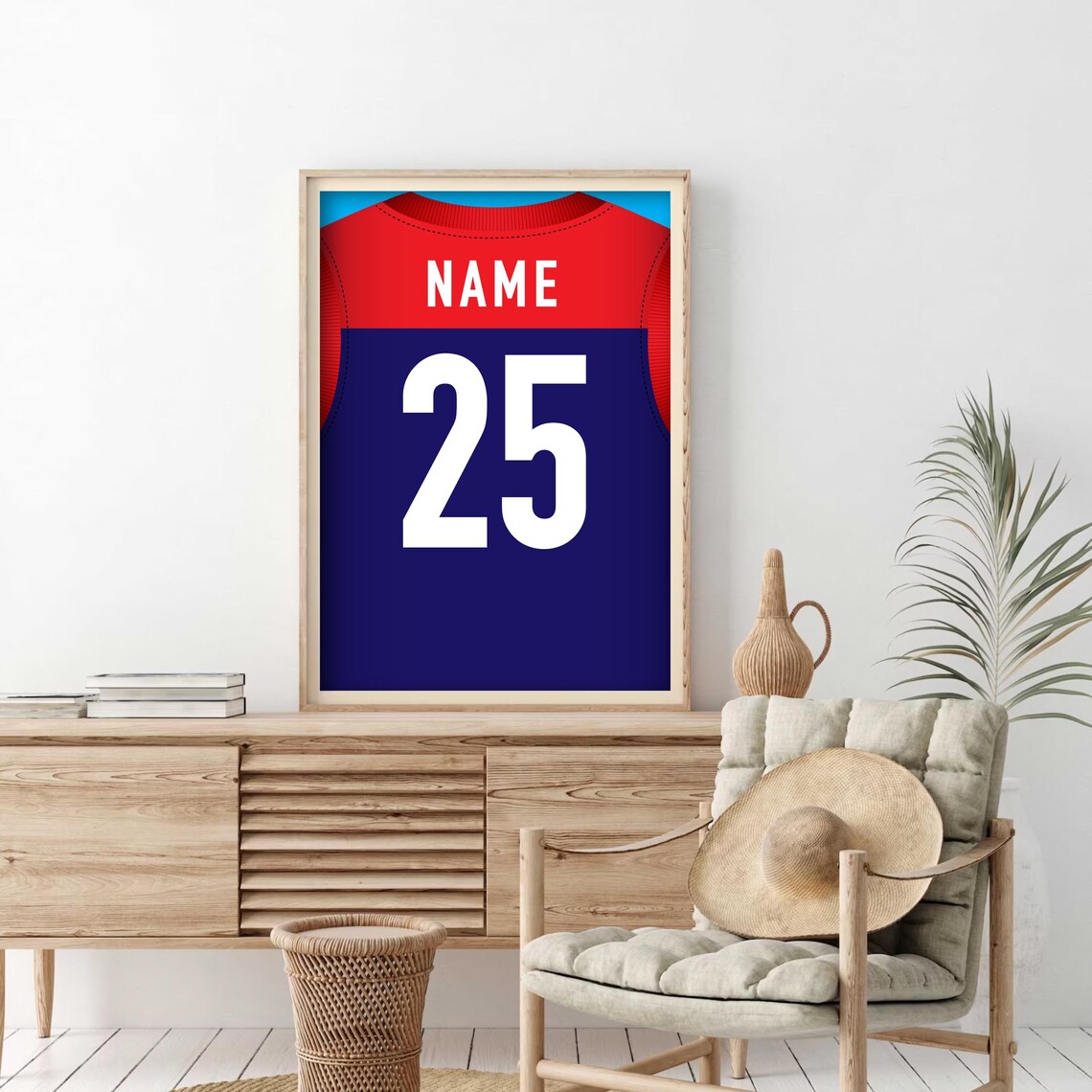 Custom Melbourne (demons) AFL Guernsey Wall Art, Personalised AFL ...