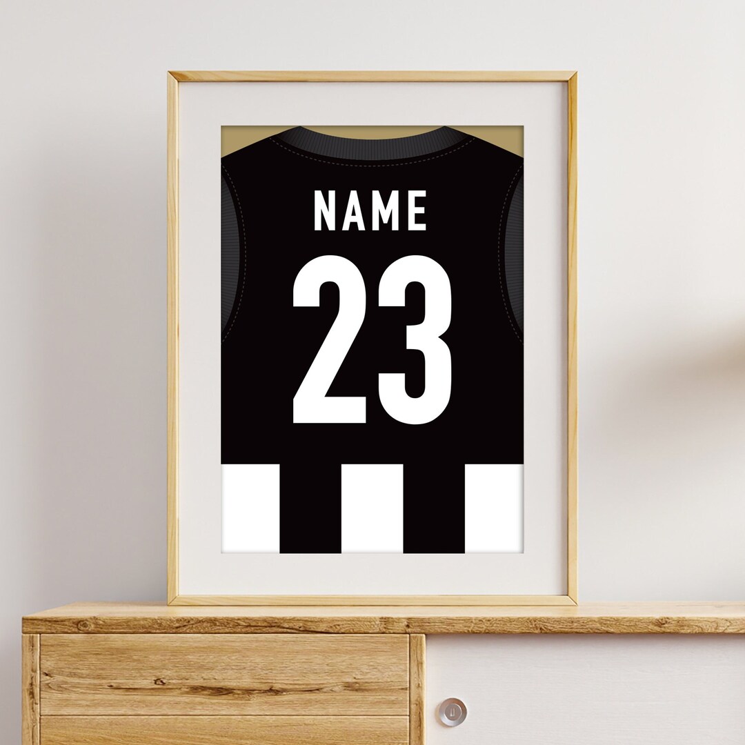 Custom Collingwood magpies AFL Guernsey Wall Art, Personalised AFL ...