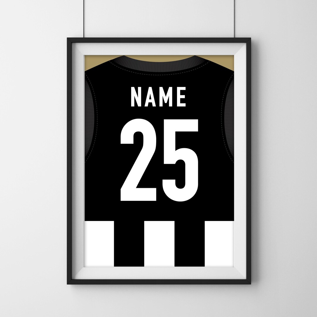 Custom Collingwood (magpies) AFL Guernsey Wall Art, Personalised AFL ...