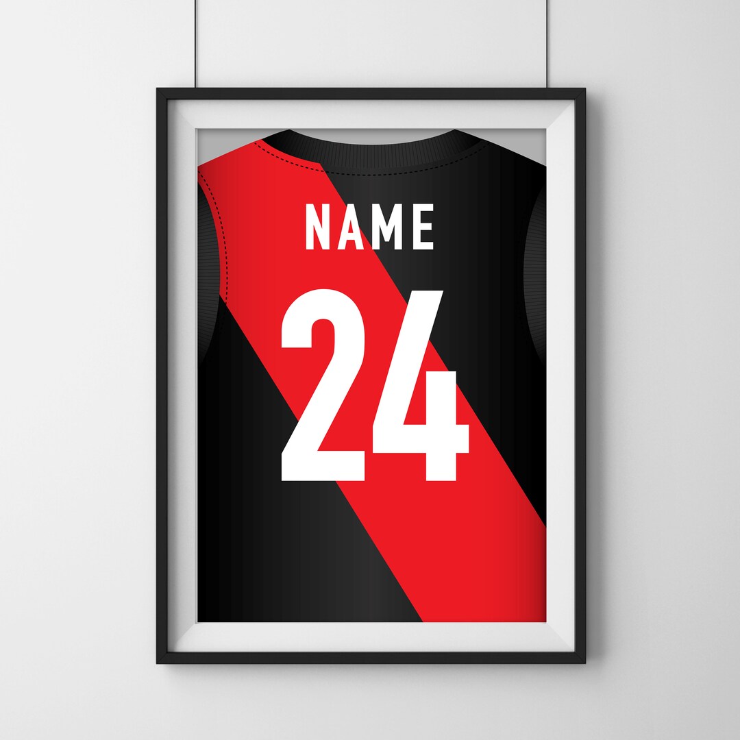 Custom Essendon bombers AFL Guernsey Wall Art, Personalised AFL Poster ...