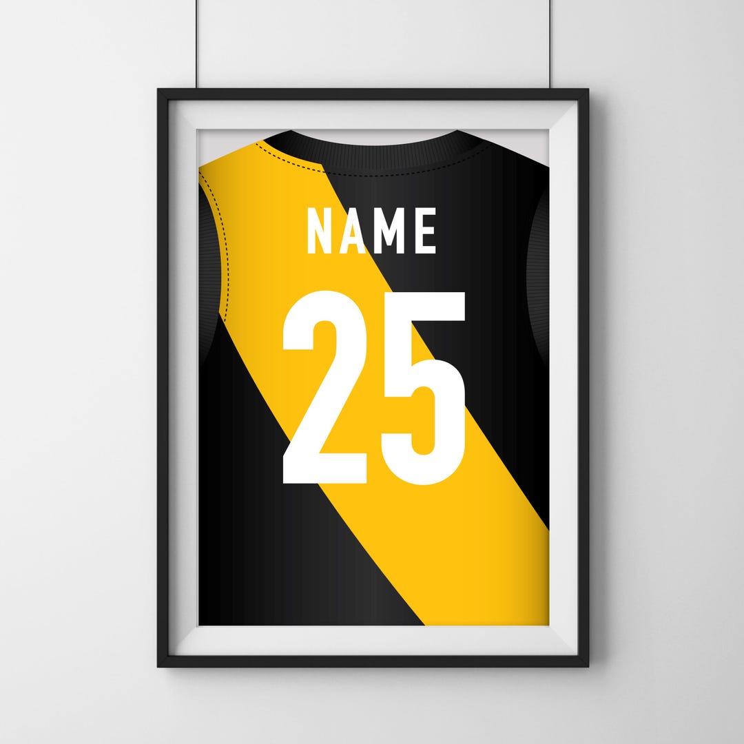 Custom Richmond (tigers) AFL Guernsey Wall Art, Personalised AFL Poster ...
