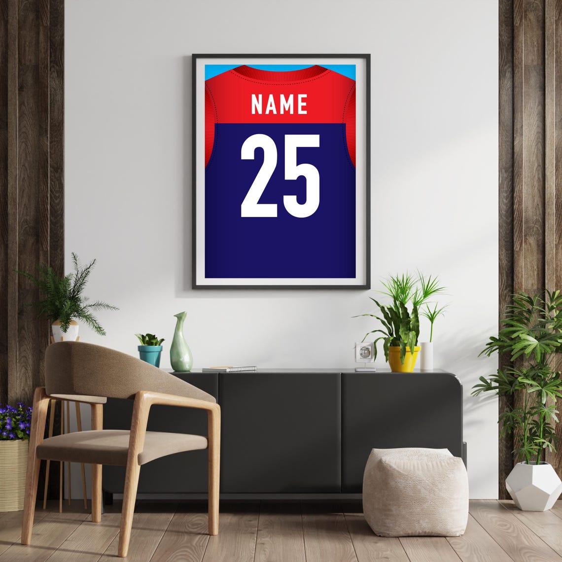 Custom Melbourne (demons) AFL Guernsey Wall Art, Personalised AFL ...