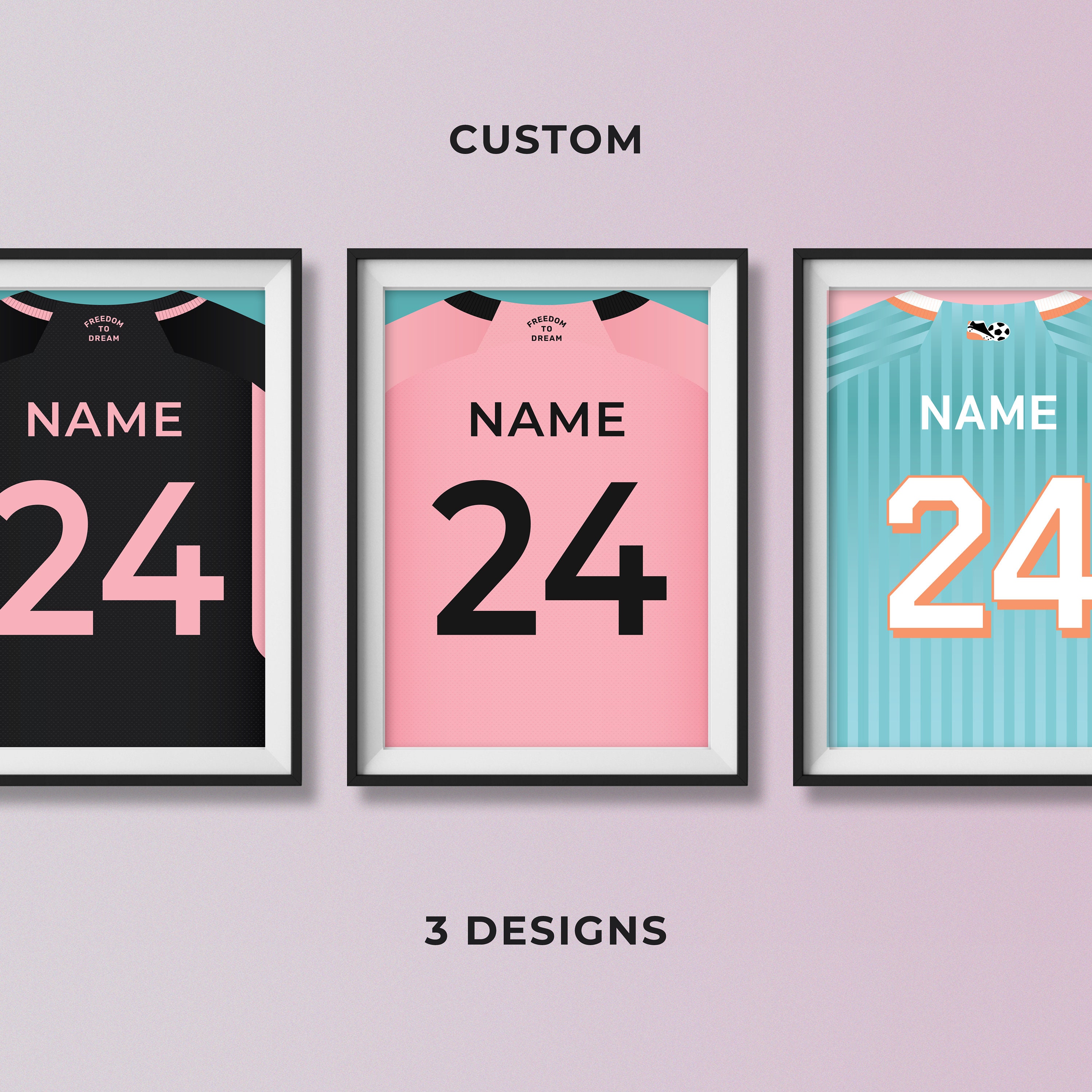 Customisable Inter Miami 2024 Three Jersey Wall Art, Football / Soccer ...